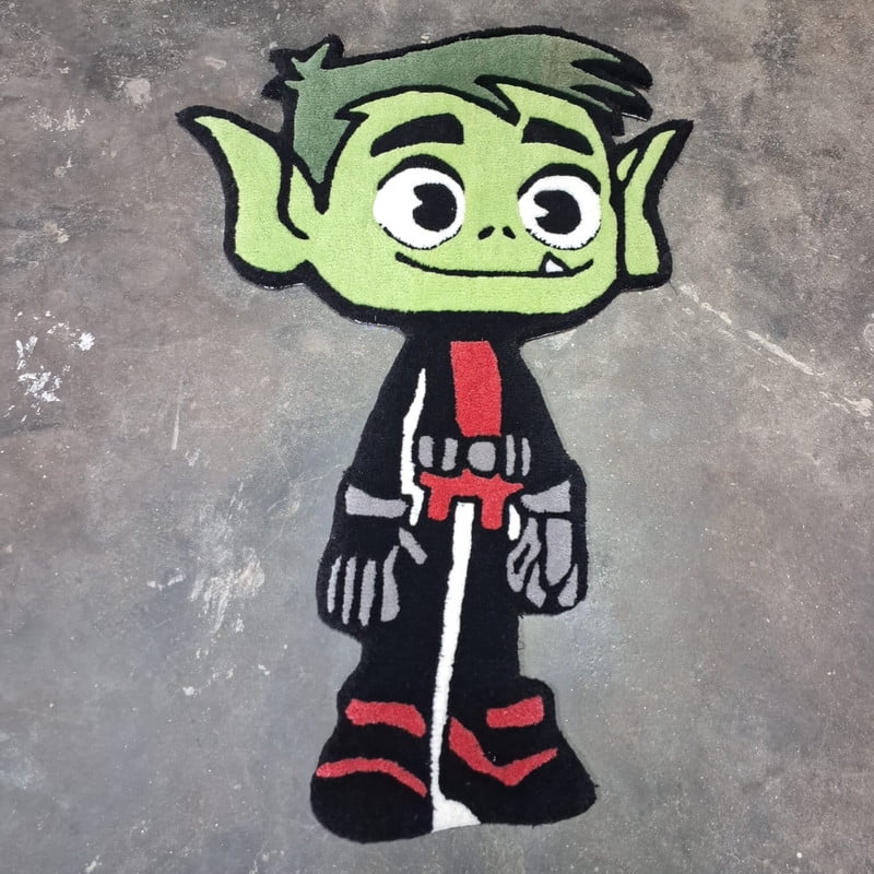 Special Rugs Hand-Tufted Cartoon Monster Rug, Irregular Green Character ...
