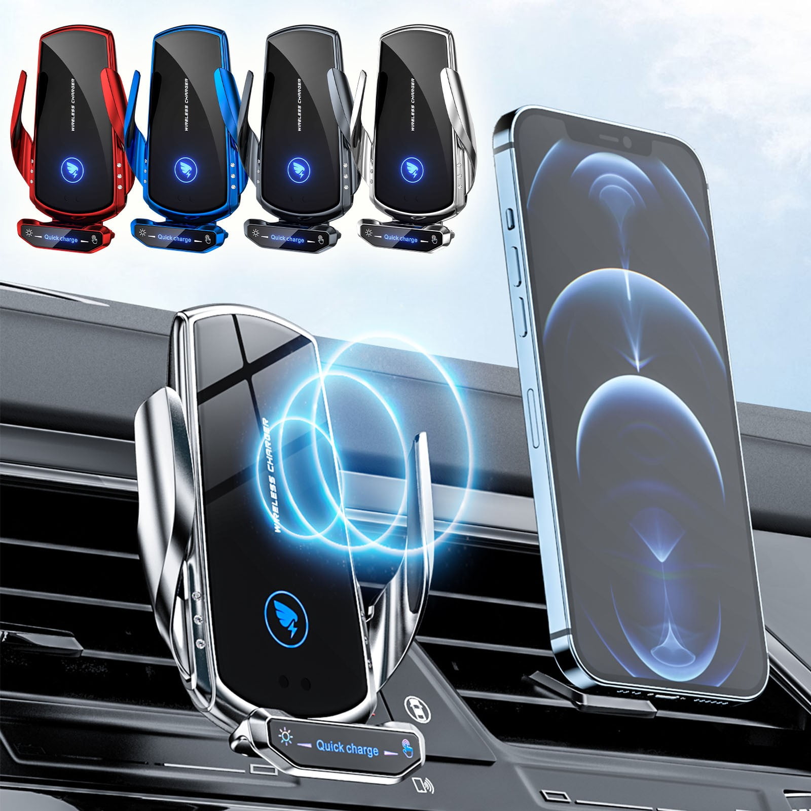 Special Savings,Automatic Clamping Wireless Charger Car Smart Infrared ...