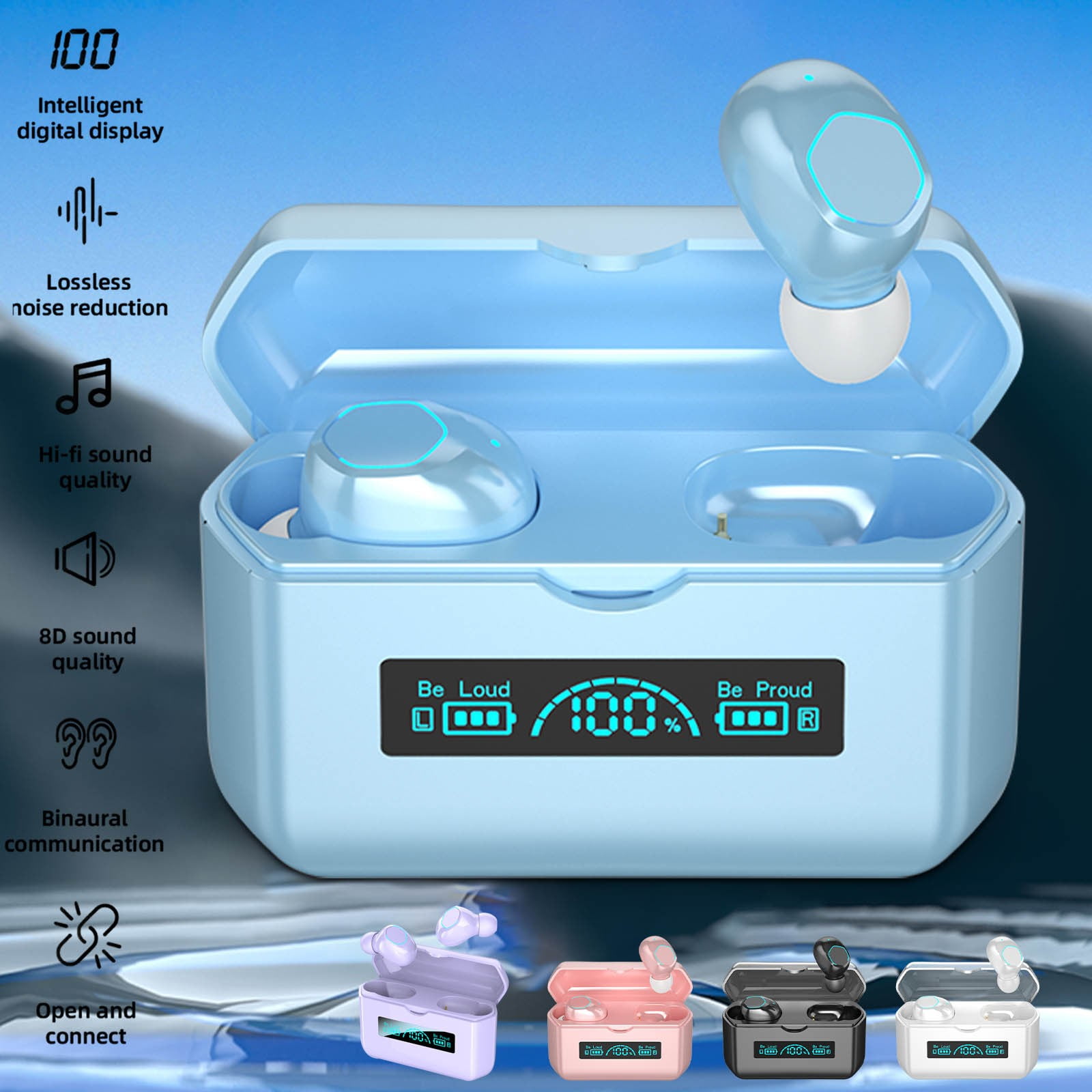 Special Savings,Bluetooth Earphones With Microphones Sport Ear Hook LED ...