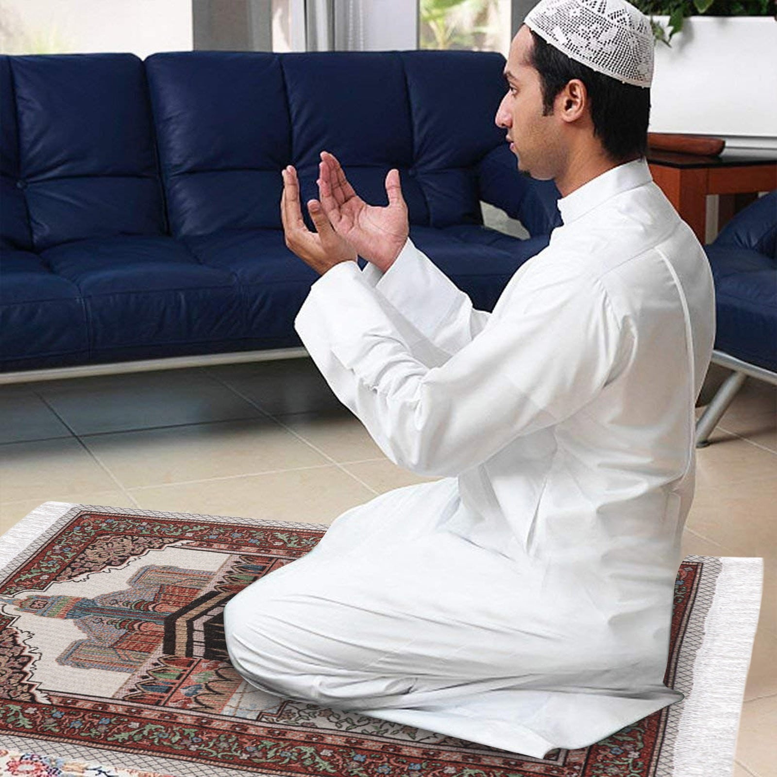 Special Savings! Islam Prayer Mat With Tassels Portable Muslim Praying ...