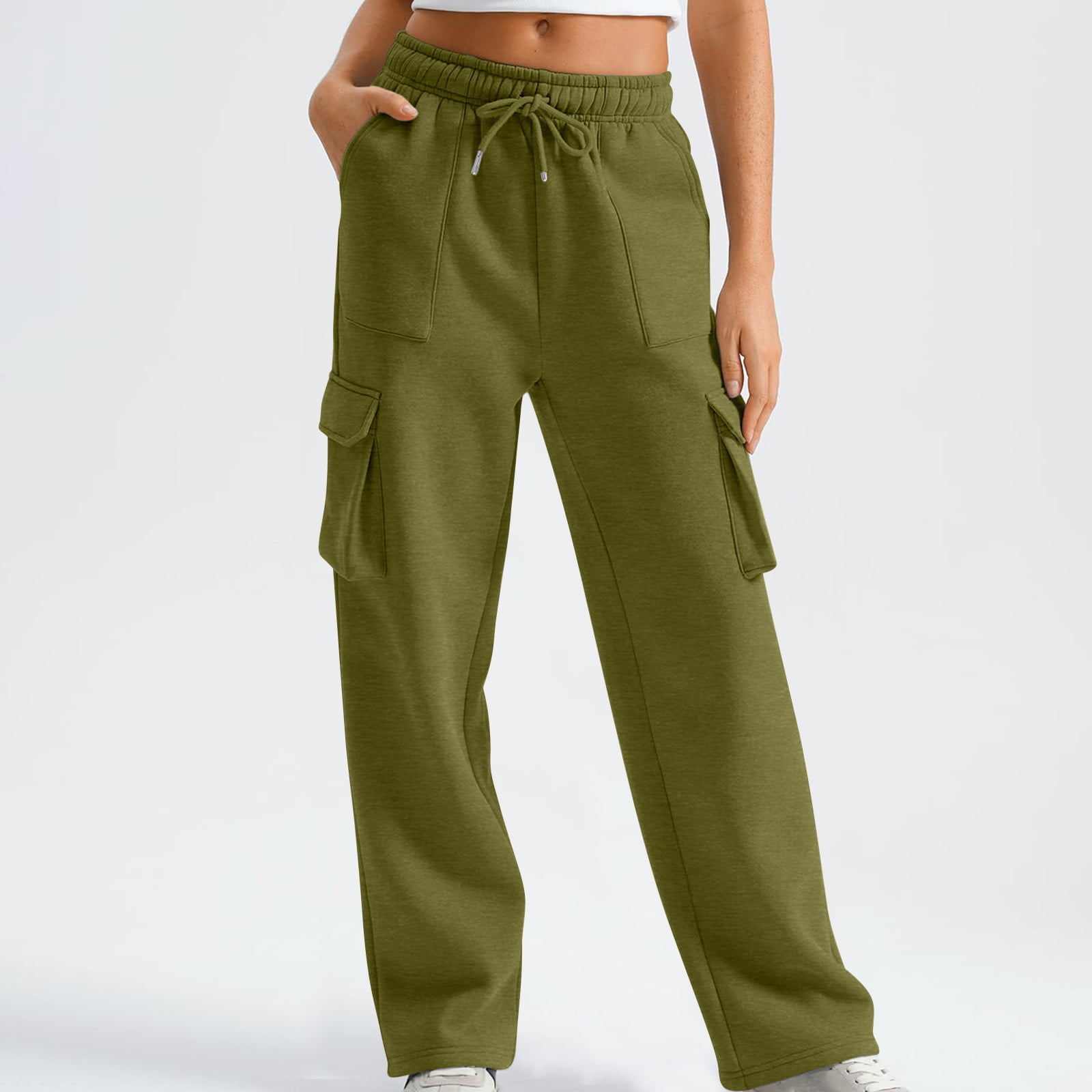 Special Savings, Women's High-Waisted Drawstring Pants, Solid Color ...