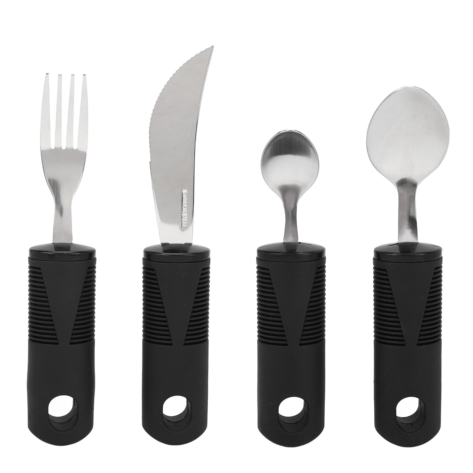 Special Supplies Adaptive Utensils, 4Pcs Utensils with Nonslip Rubber ...