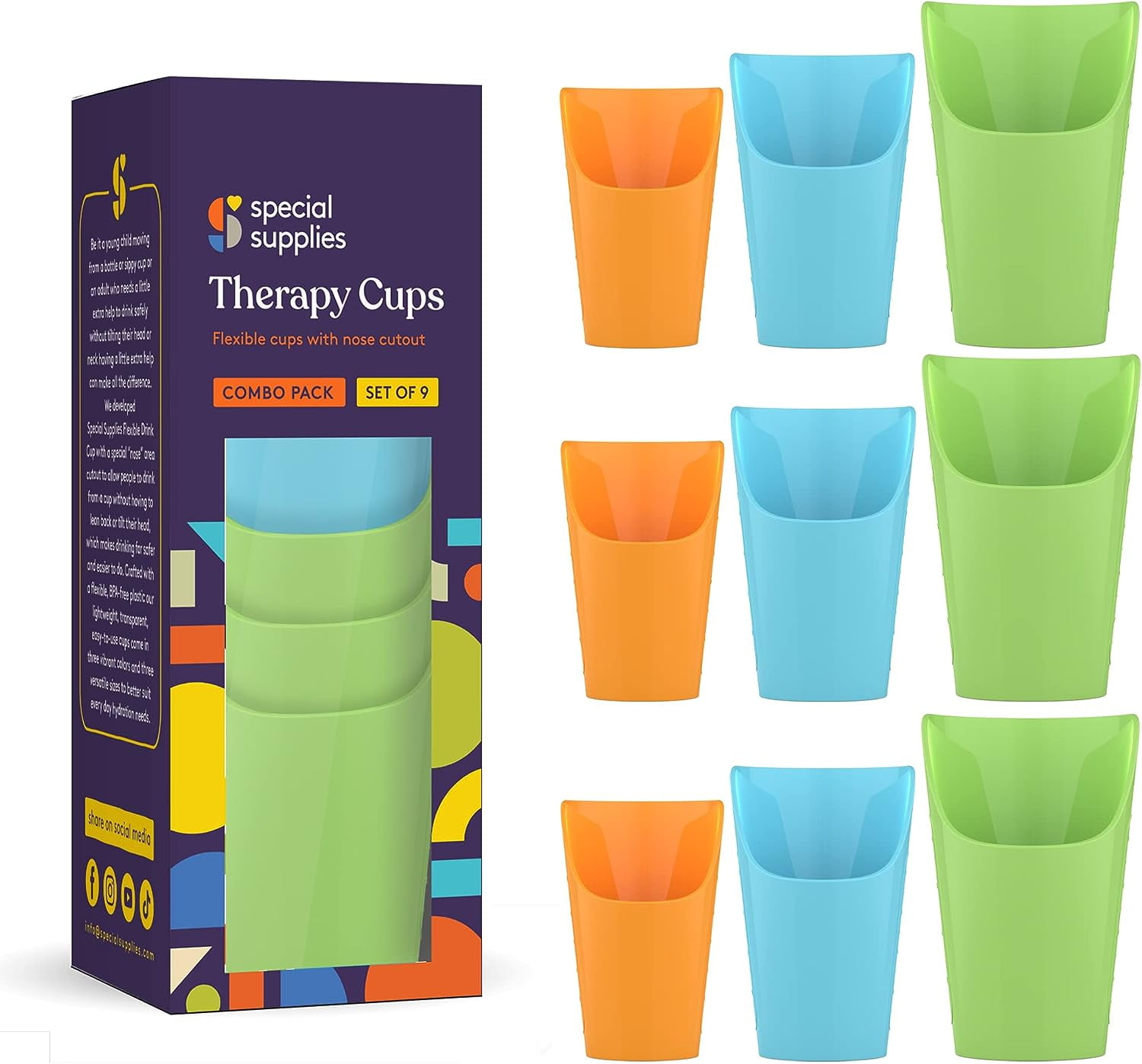 Special Supplies Combo Pack of 9 Flexible Drinking Cups with Nose Mold ...