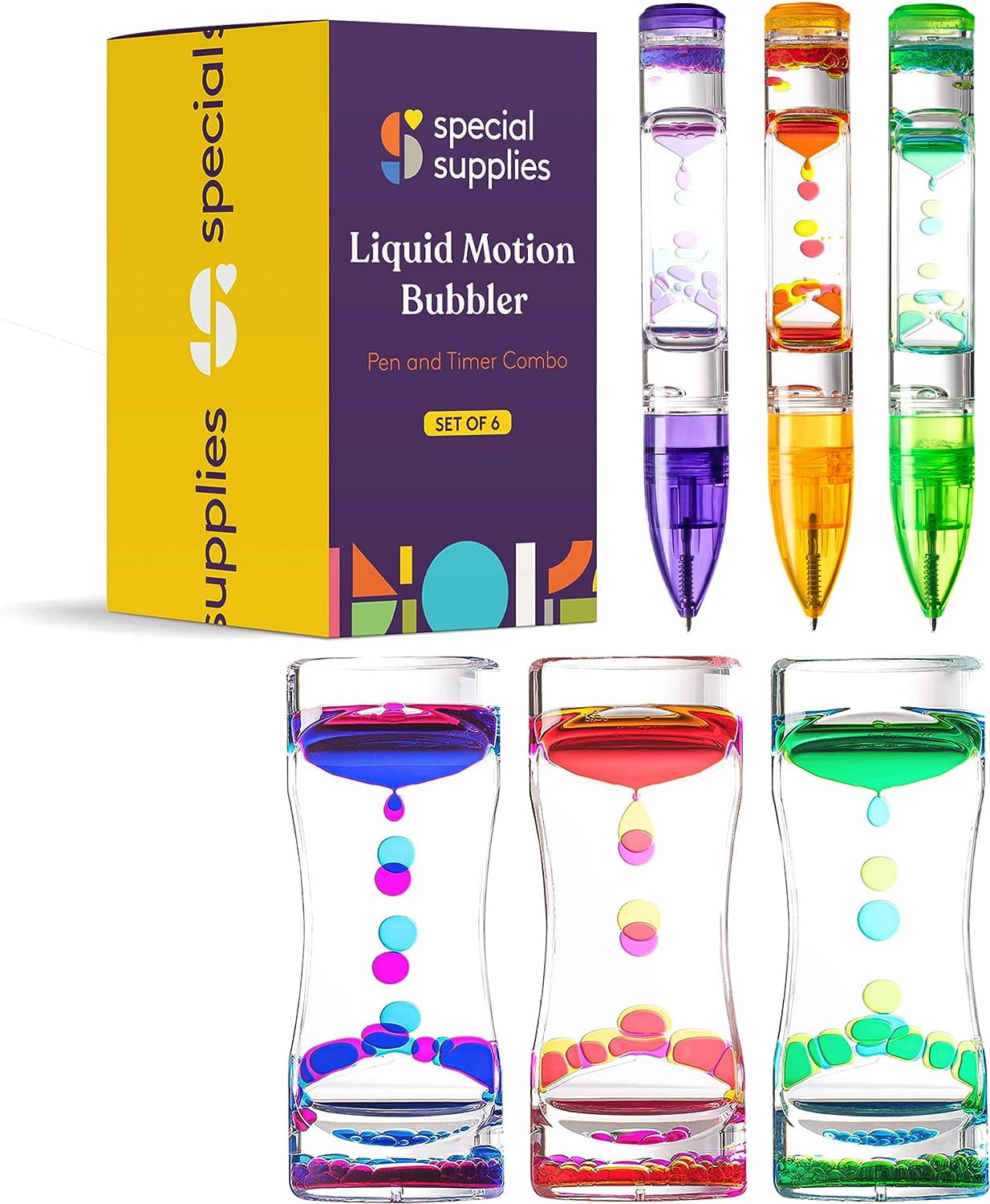 Special Supplies Liquid Motion Bubbler Toy Timer and Pen Combo (Set of ...