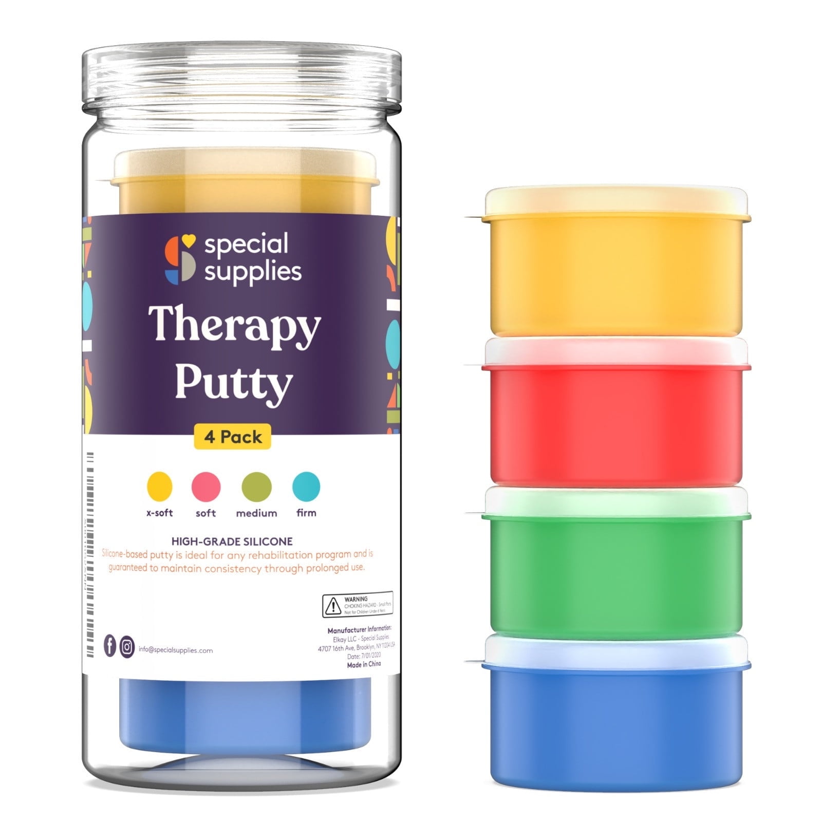 Special Supplies Therapy Putty Kit, 4 Strengths, 3 Oz Each, Silicone ...