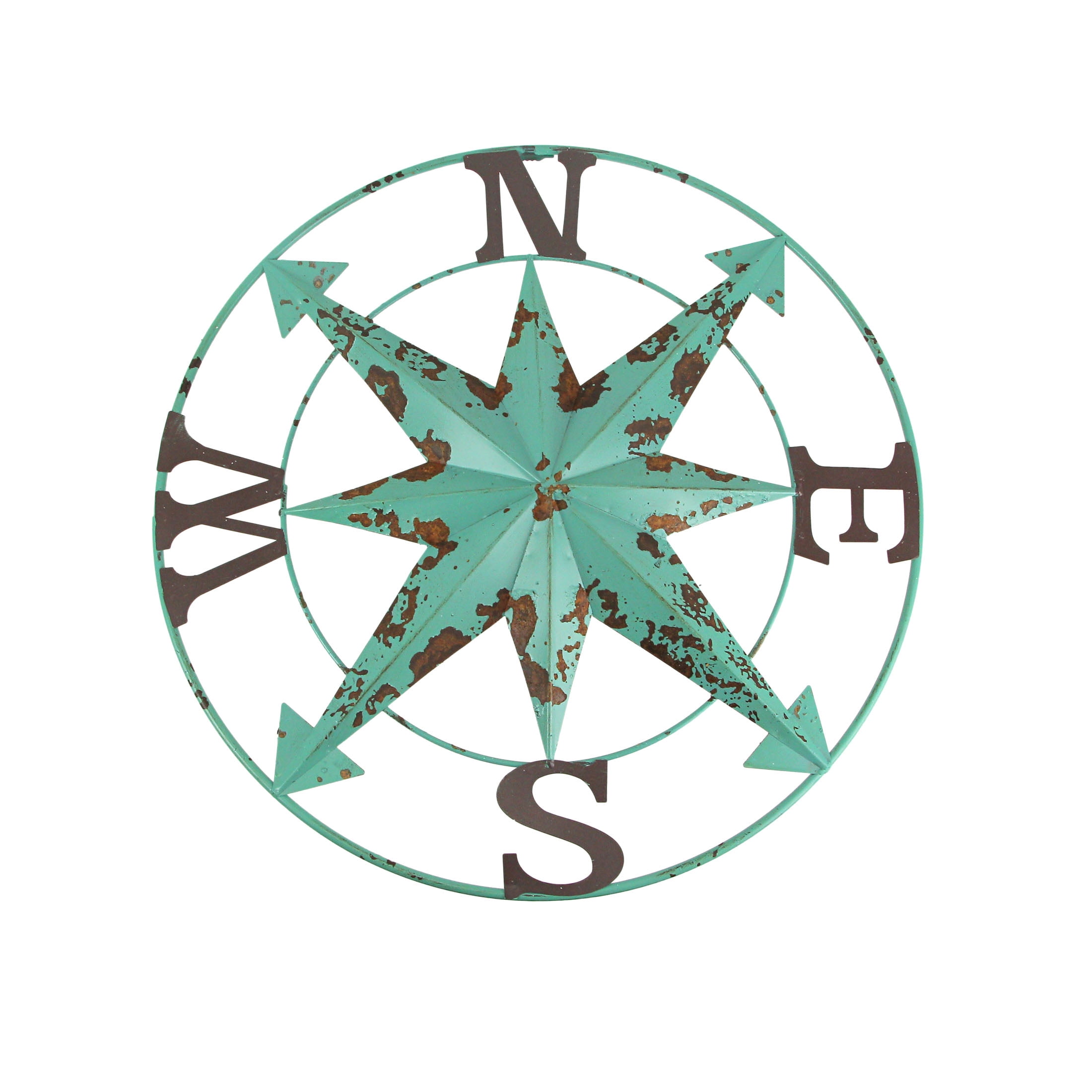 Special T Imports 24 inch Turquoise Metal Nautical Compass Rose Wall ...