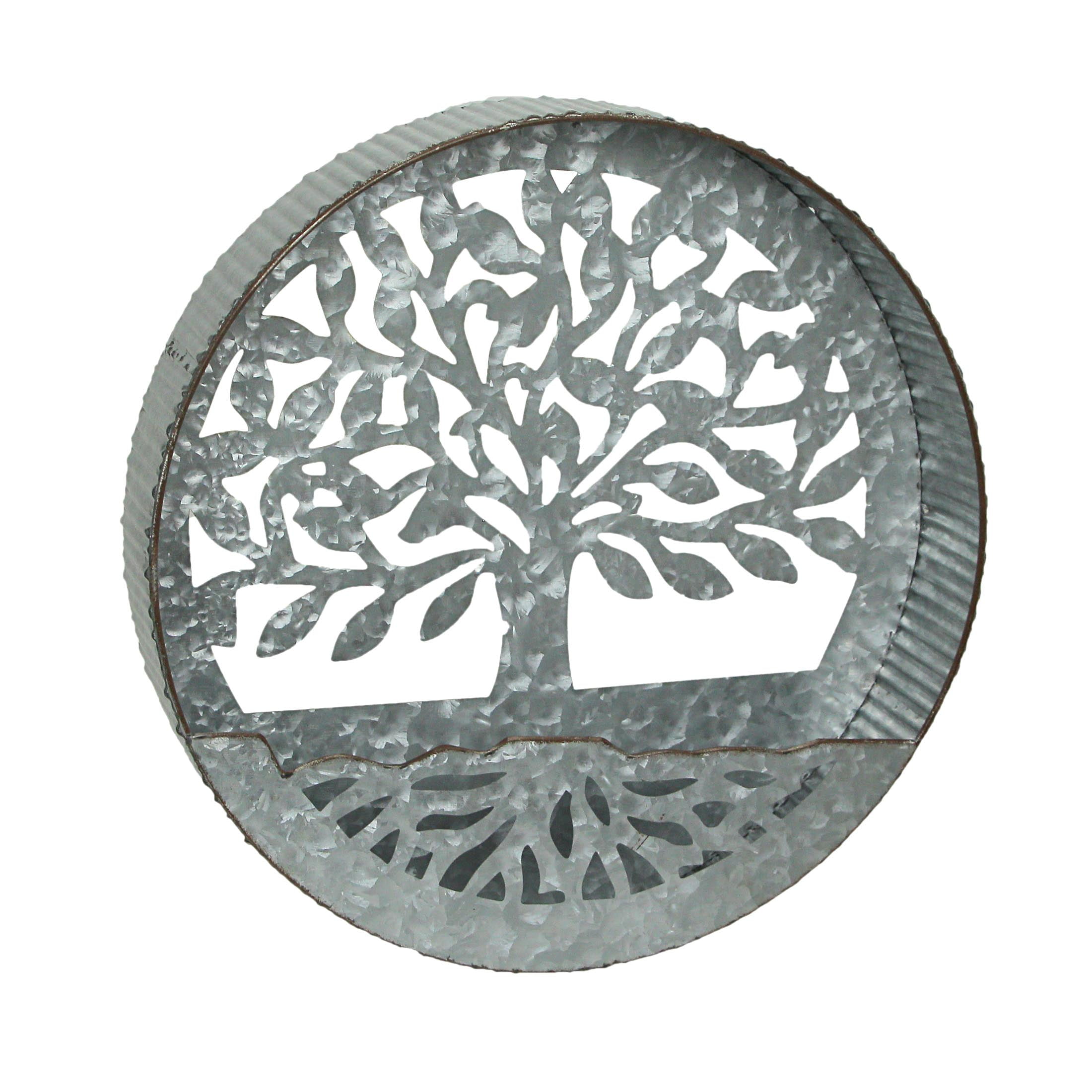 Special T Imports Galvanized Metal Tree of Life Wall Pocket Planter ...