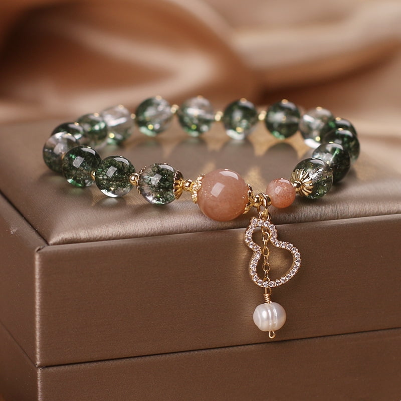 Special-interest Design Green Phantom Quartz Crystal Bracelet Female Fu ...