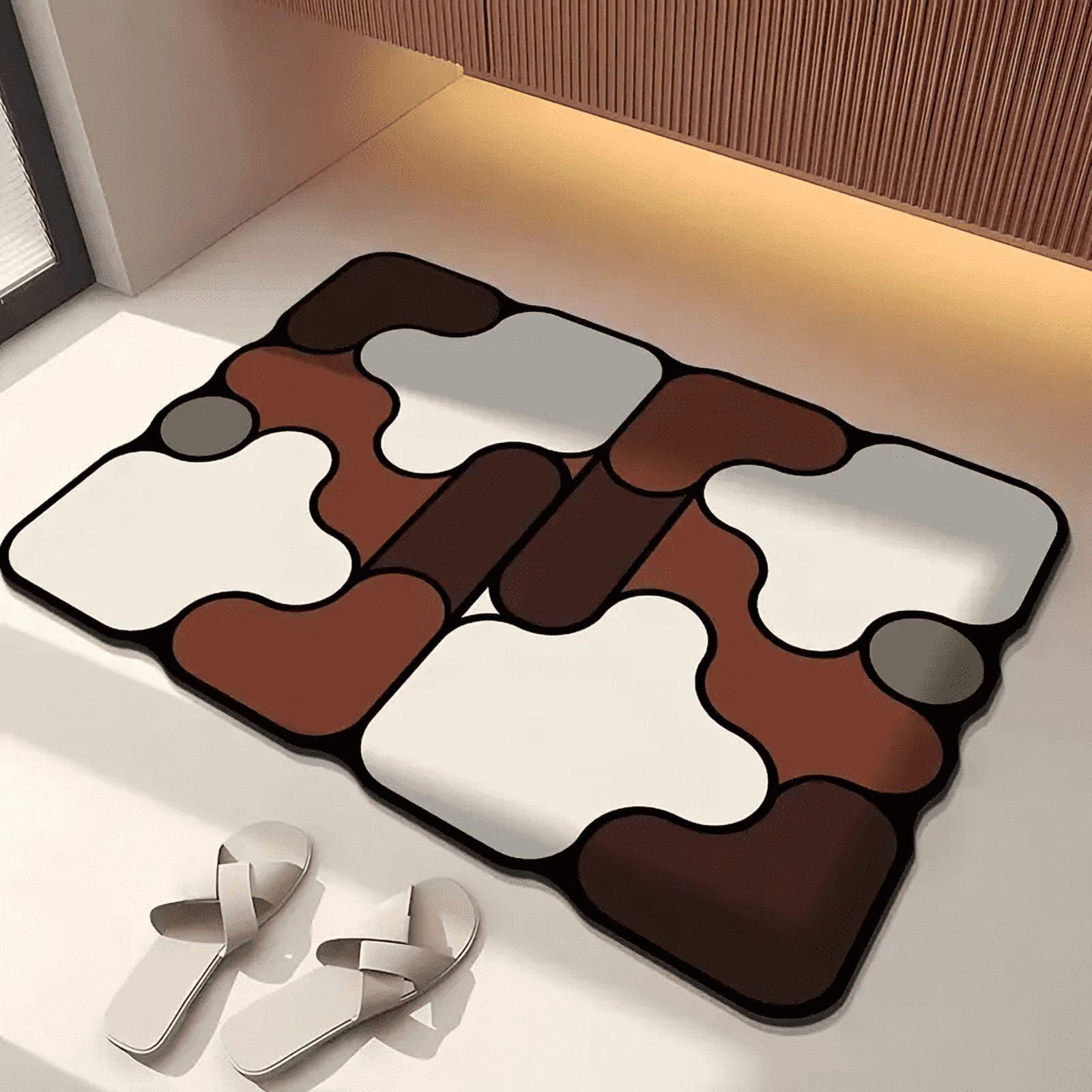 Special-shaped bathroom diatom mud floor mat household absorbent mat ...