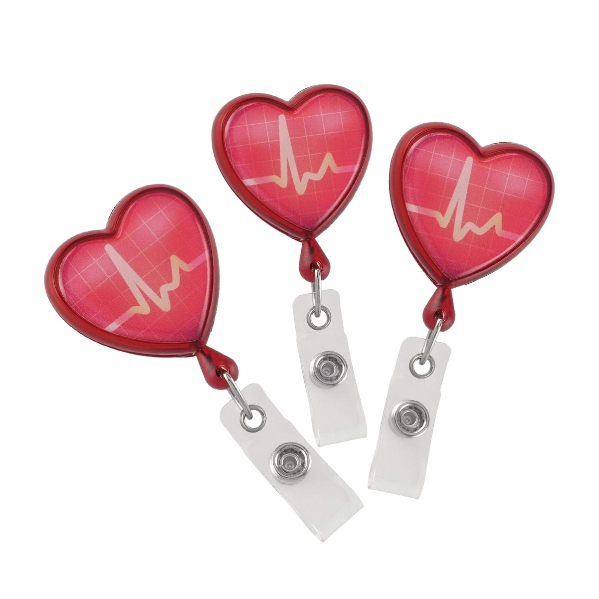Specialist ID - 3 Pack of Heart Shaped EKG Cardiac Badge Reels with ...