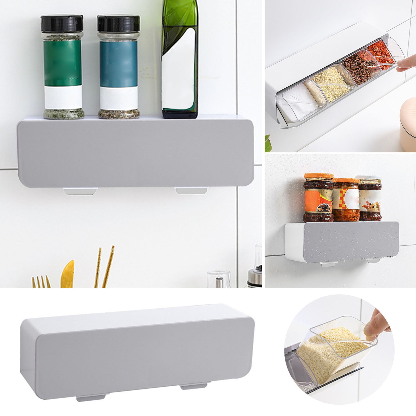 Specialoffer！ Wall Mounted Kitchen Sugar Condiment Box Drawer Type ...
