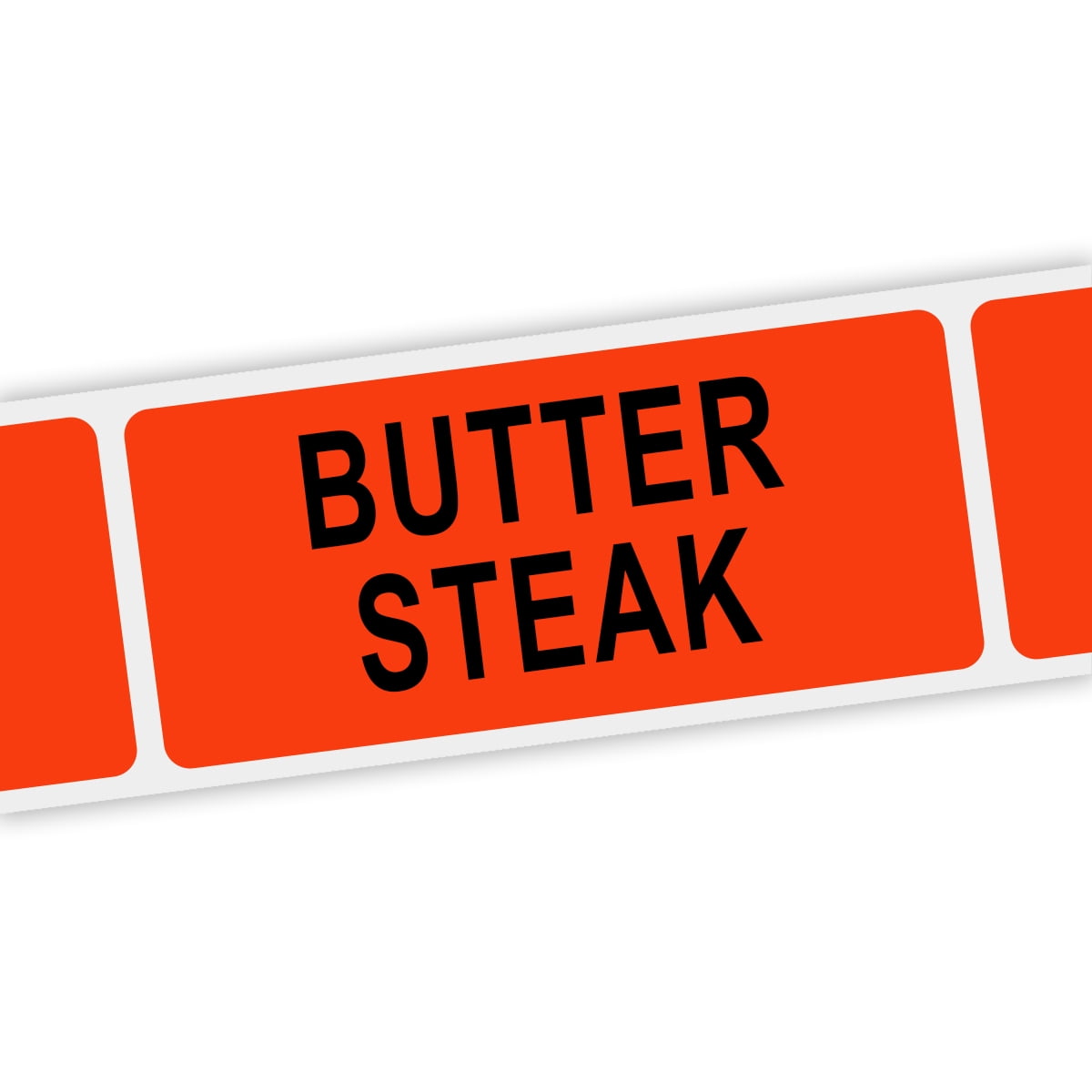 Specialty Printing Butter Steak Grabber Label Dayglo Red with Black ...