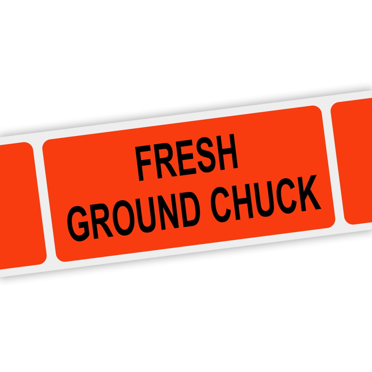 Specialty Printing Fresh Ground Chuck Grabber Label Dayglo Red with ...