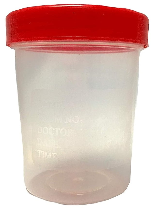 Specimen Containers, 120 mL, No Label, Non-Sterile, Cap Color: Red (Qty ...