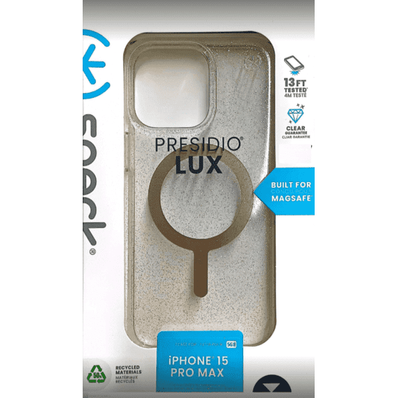 Speck Presidio Lux MagSafe Case For iPhone 15 Pro Max, Clear Glitter - Walmart.com
