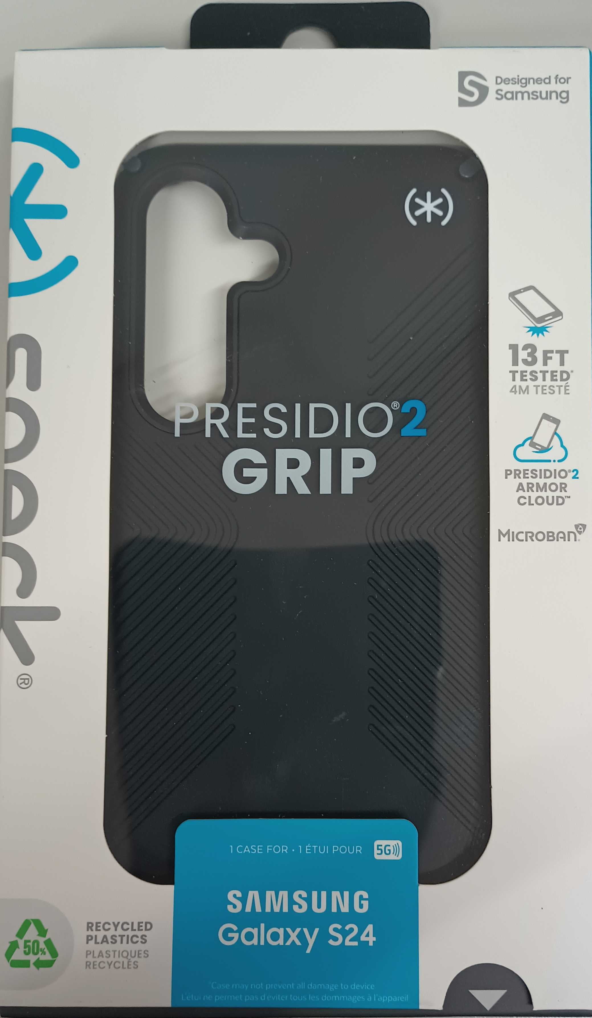 Speck Presidio2 Grip Hard Shell Phone Case, Durable Protective Cover, Black, Galaxy S24 ...