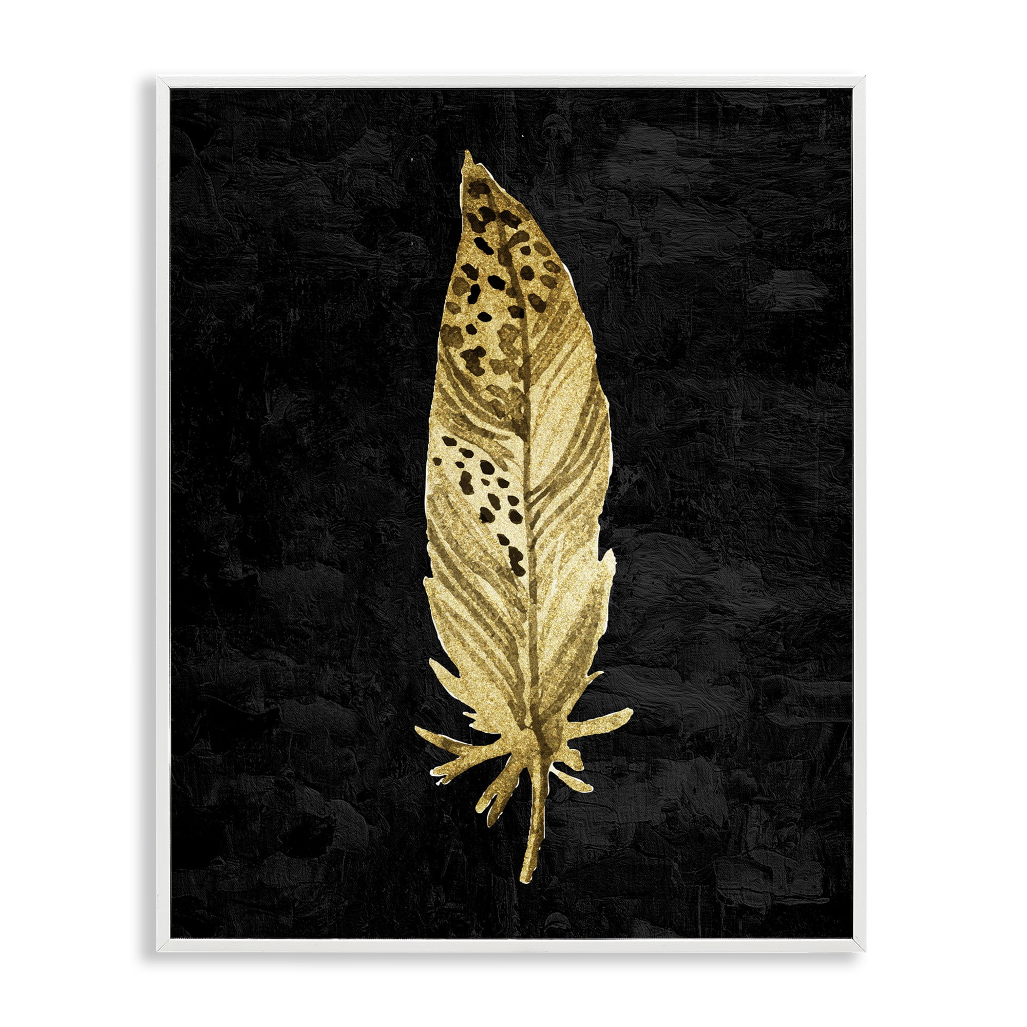 Speckled Feather on Black White Framed Giclee Art, design by Kim Allen ...
