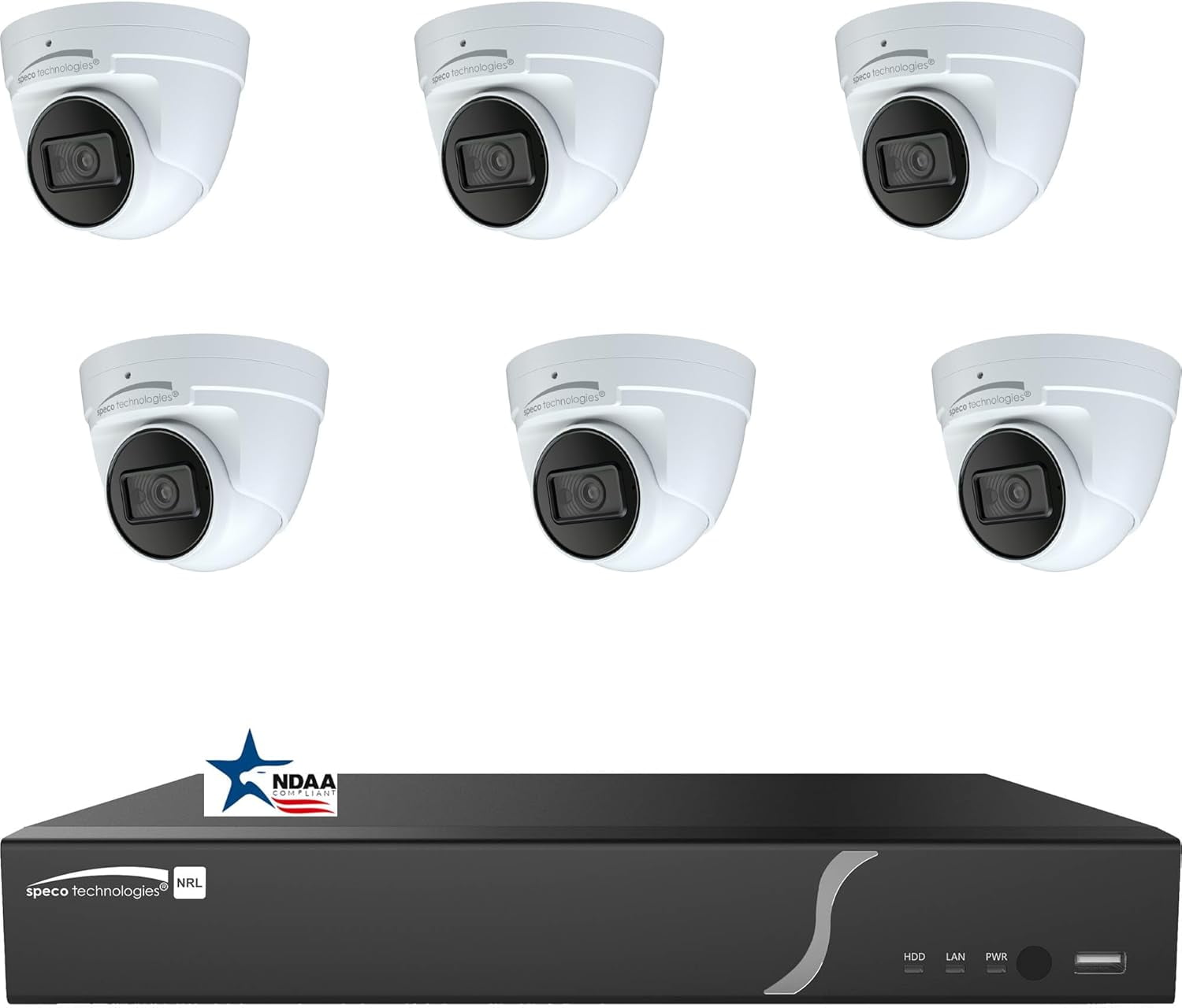 Speco-Technologies 8 Channel PoE IP Camera System, NDAA Compliant, N8NRL 8 CH 4K H.265 NVR with ...