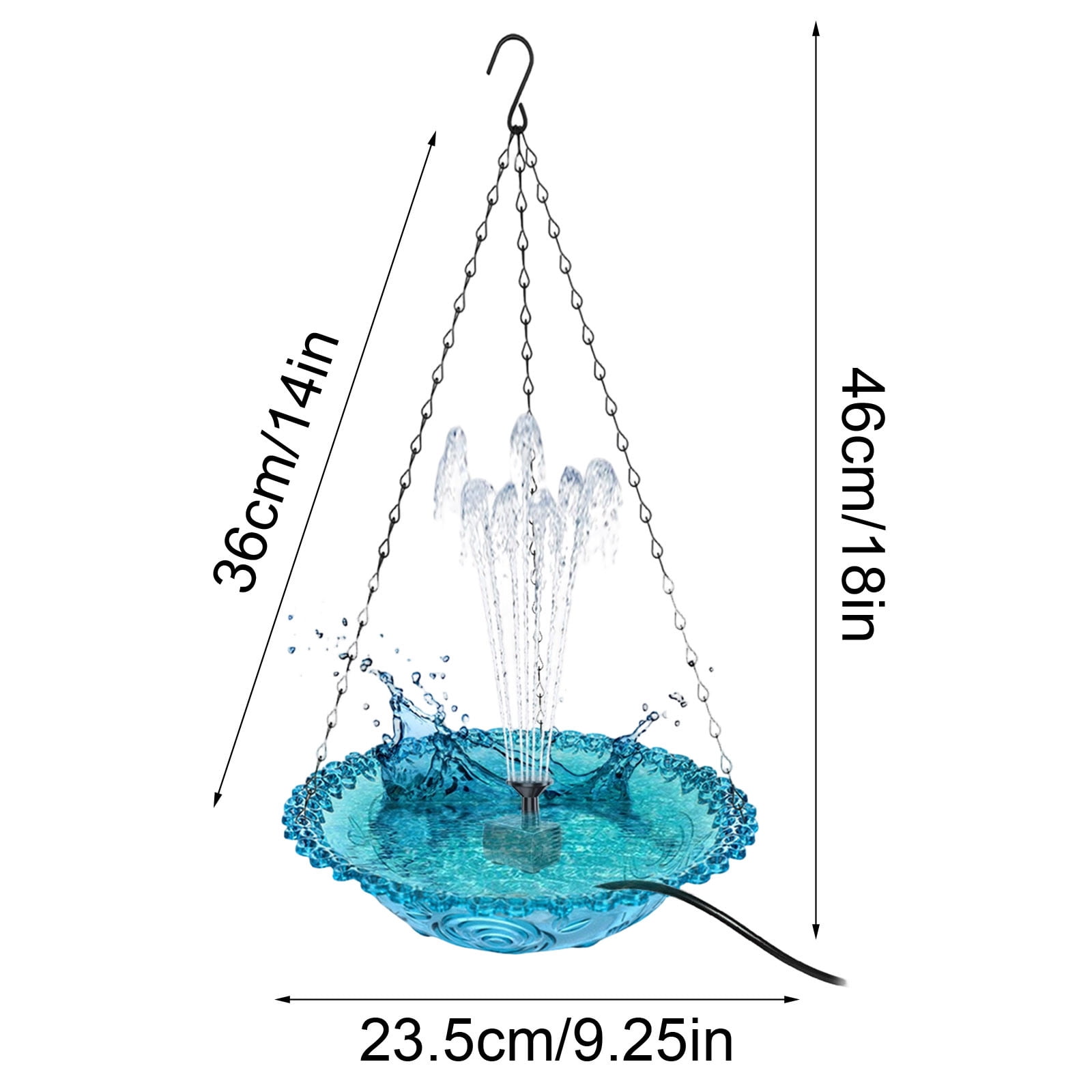 Specollect 1 Pcs Solar Powered Hanging Birdbath with Fountain Pump for ...