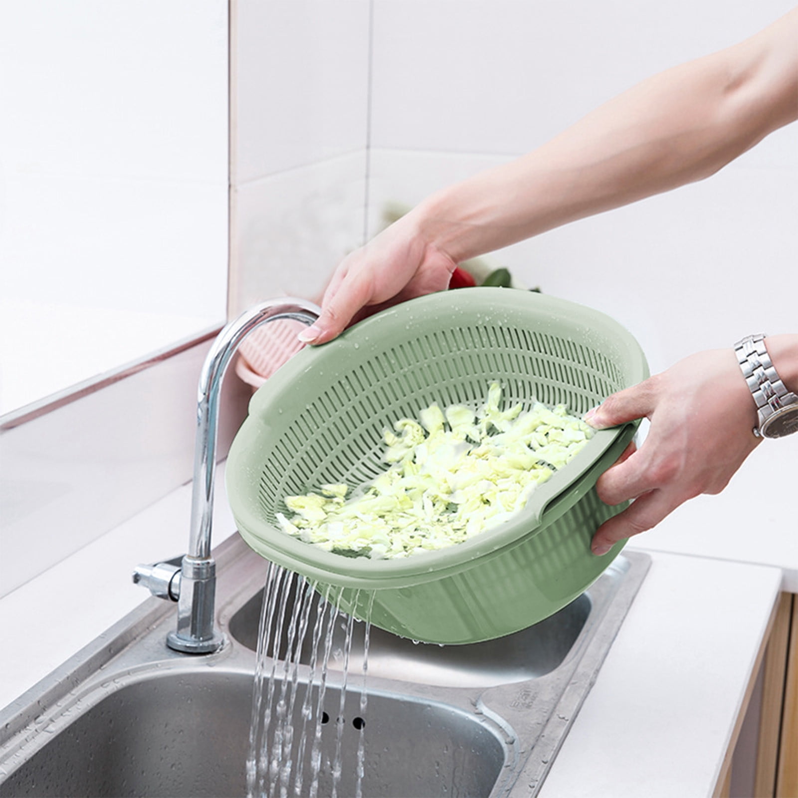 2 in 1 Kitchen Colander Set with Bowl Strainer,BPA Free Plastic Fruits ...