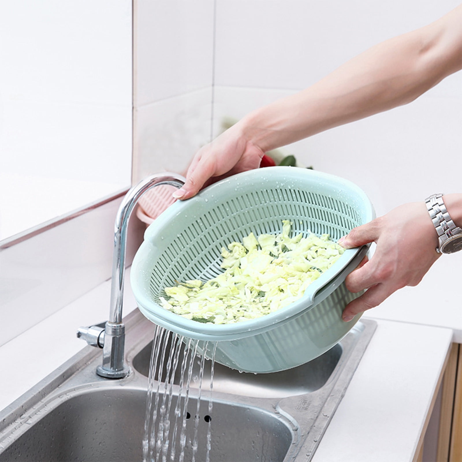 2 in 1 Kitchen Colander Set with Bowl Strainer,BPA Free Plastic Fruits ...