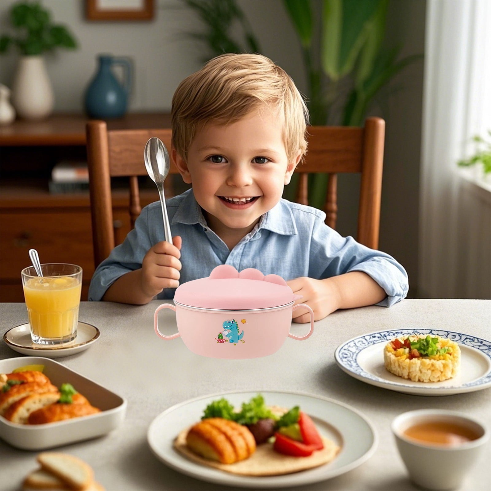 Specollect 2 300ml Cute Dinosaur Bowl with lid,Unbreakable Cereal Bowls ...