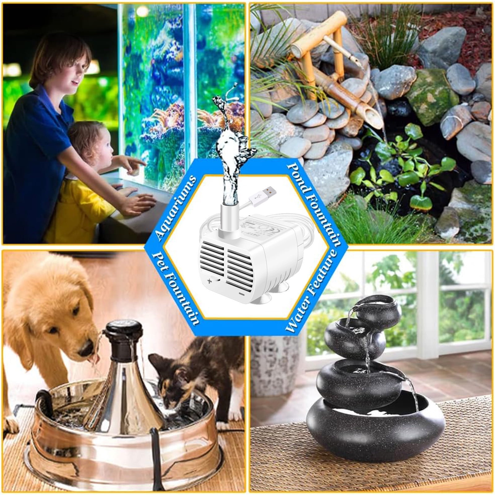 Specollect 5V Mini Submersible Water Pump, Small Fountain Pump for Pond ...