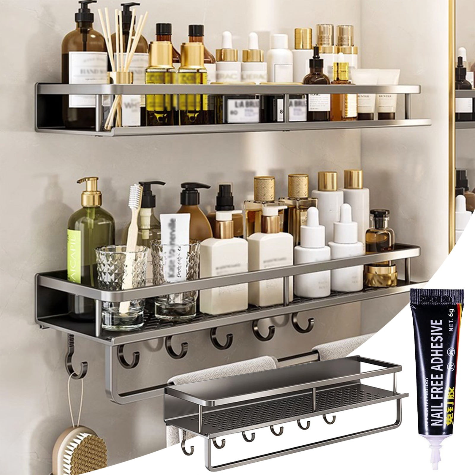 Specollect Acrylic Wall Mount Organizer, Adhesive Shelf, Bathroom ...
