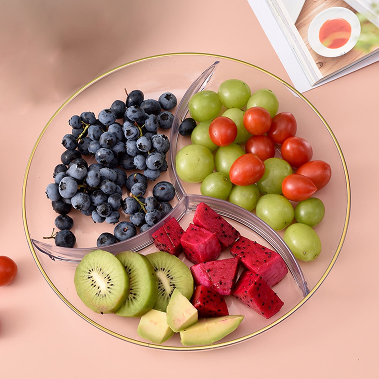 Specollect Clearance 1 Packs Fruit Tray Glass Divided Plate with 3 ...