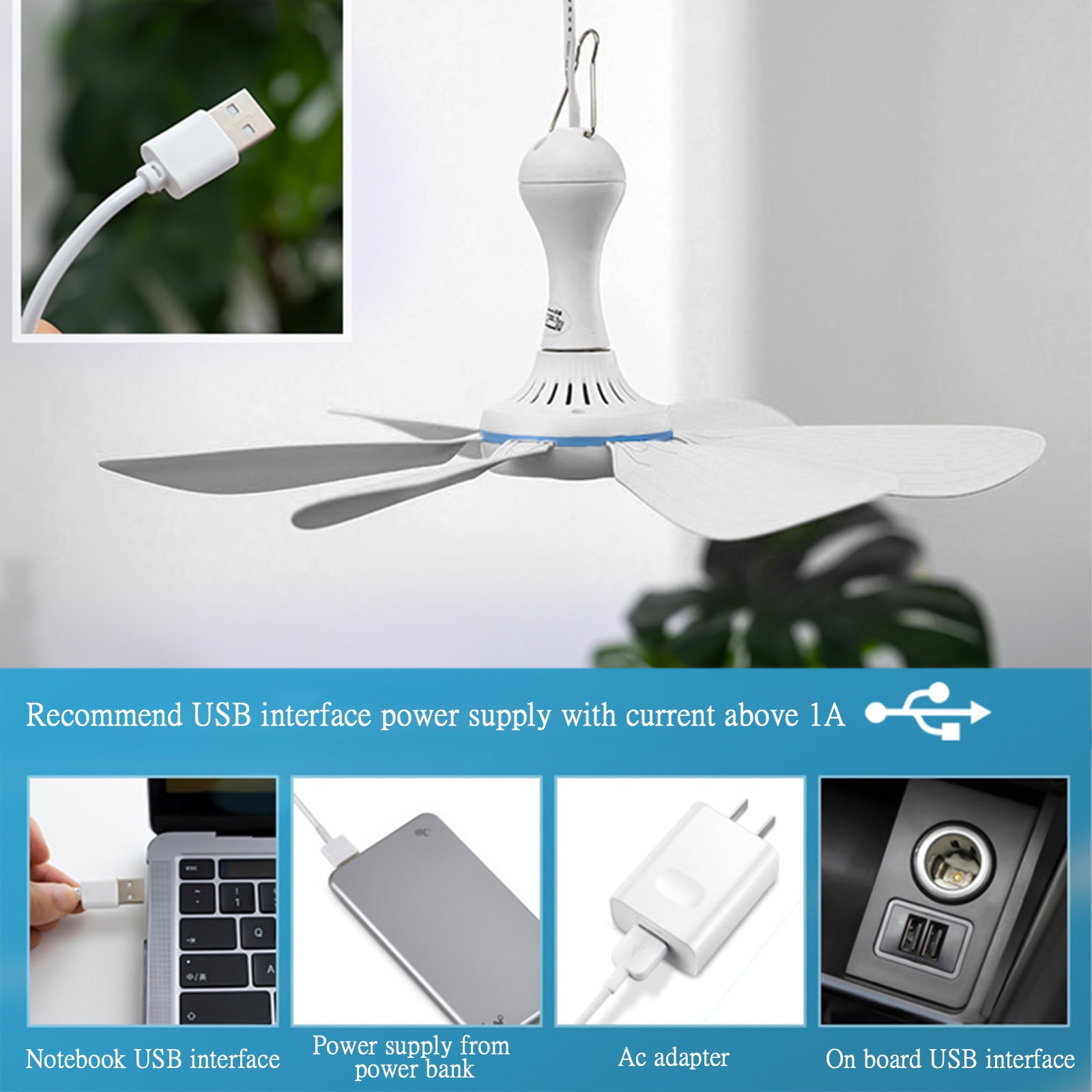 Specollect Clearance 1 Packs Portable Ceiling Fan with USB Plug In,5V ...