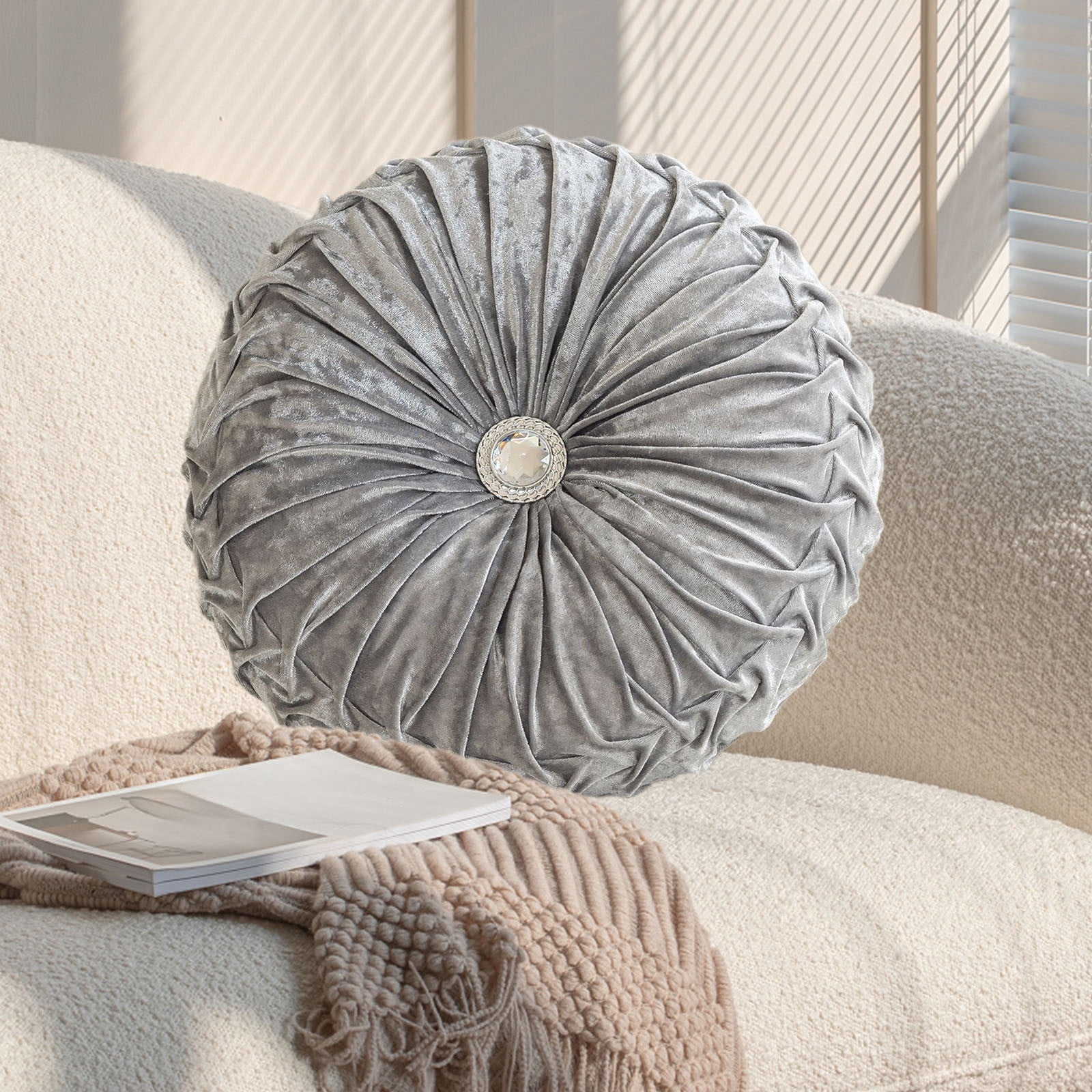 Specollect Clearance 1 Pcs Decorative Round Pleated Throw Pillows ...