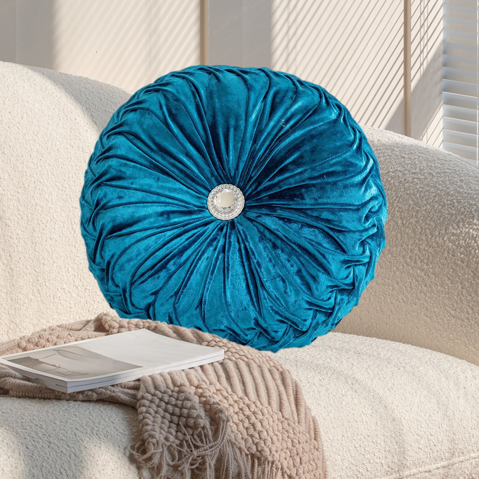 Specollect Clearance 3 Pcs Decorative Round Pleated Throw Pillows ...