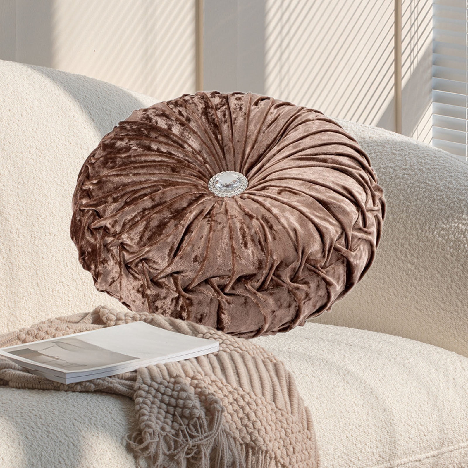 Specollect Clearance 3 Pcs Decorative Round Pleated Throw Pillows ...