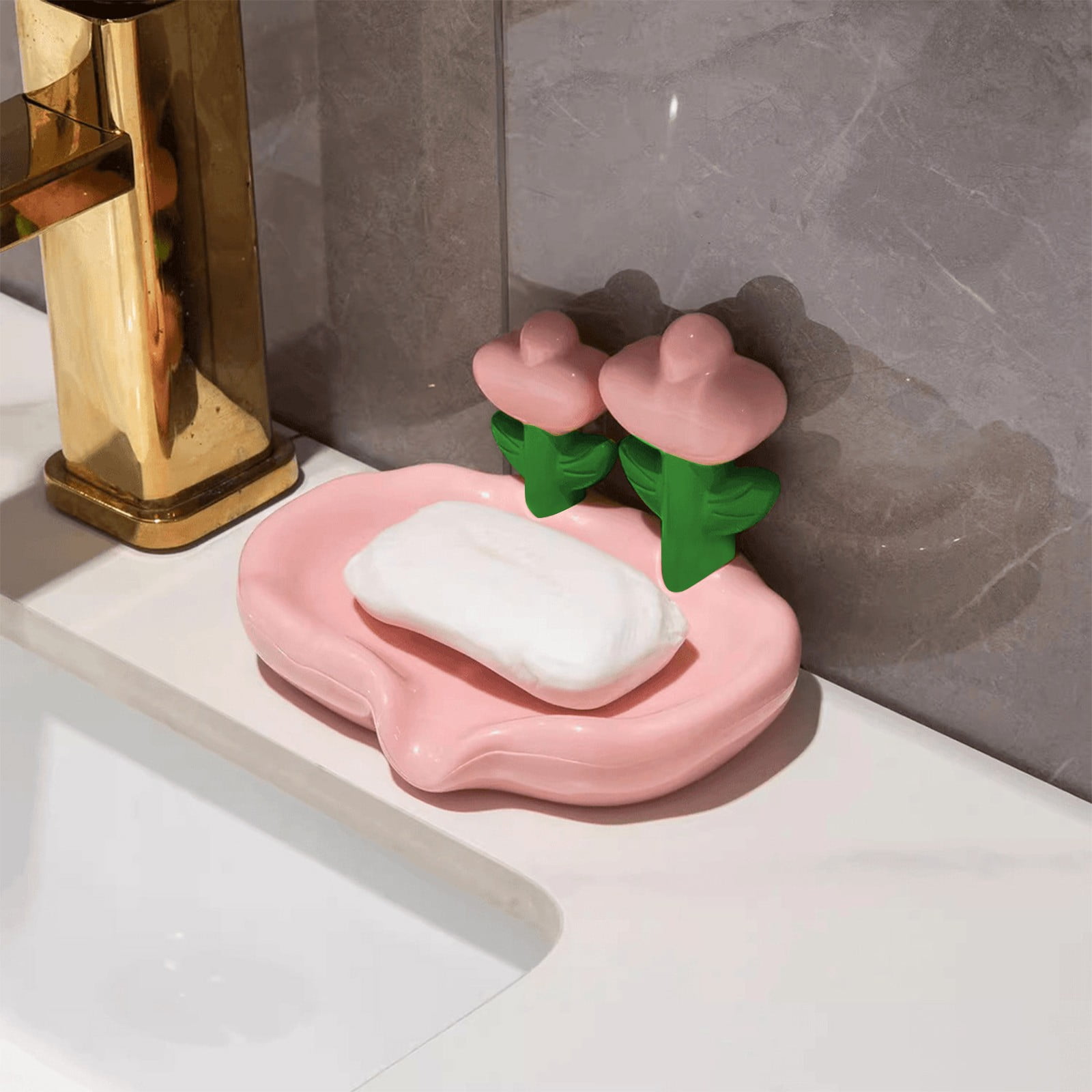 Specollect Clearance 3Pcs Lovely Flower Soap Dish, Self Draining Soap ...