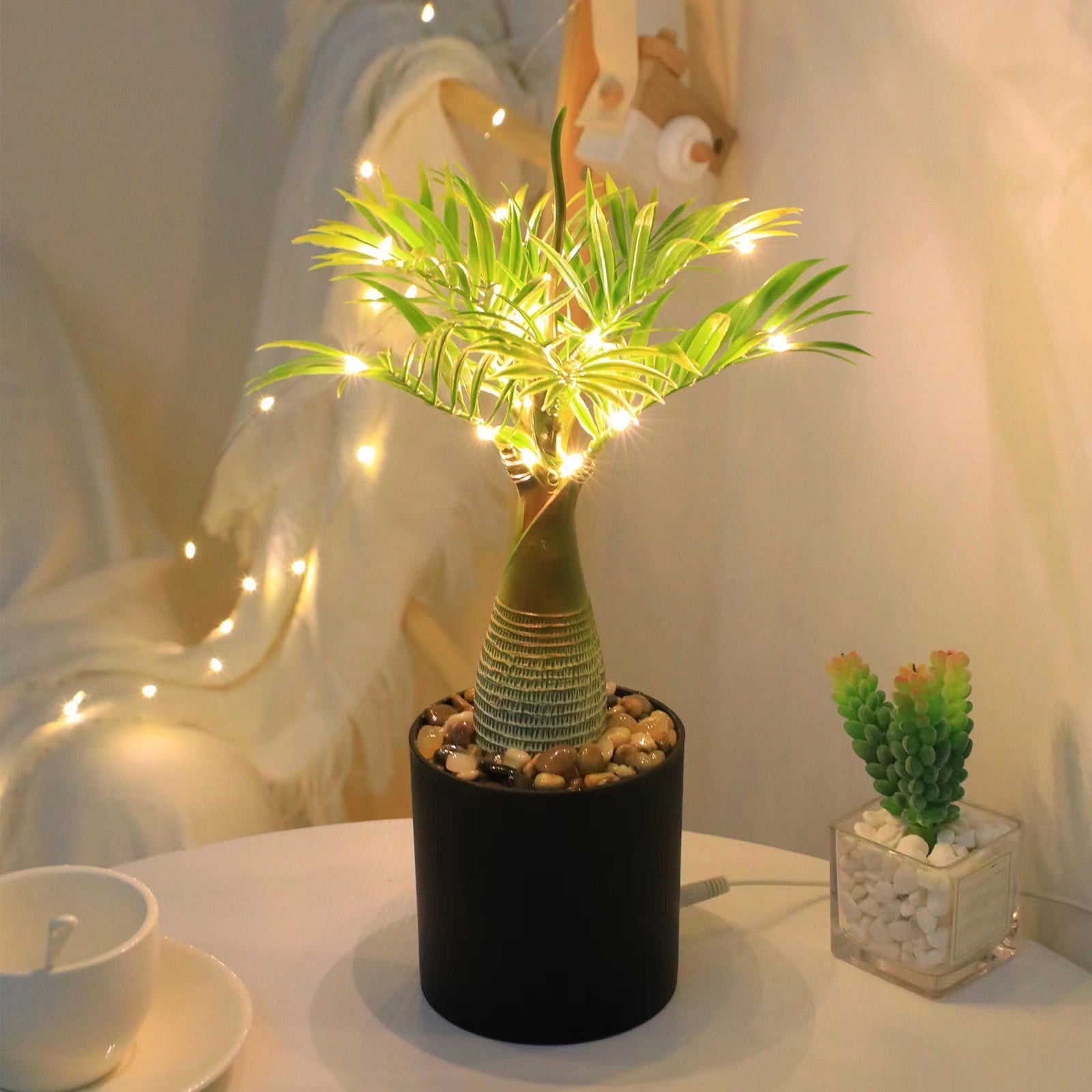Specollect Clearance 3Pcs Simulation Mini Artificial Palm Tree Lamp,LED ...