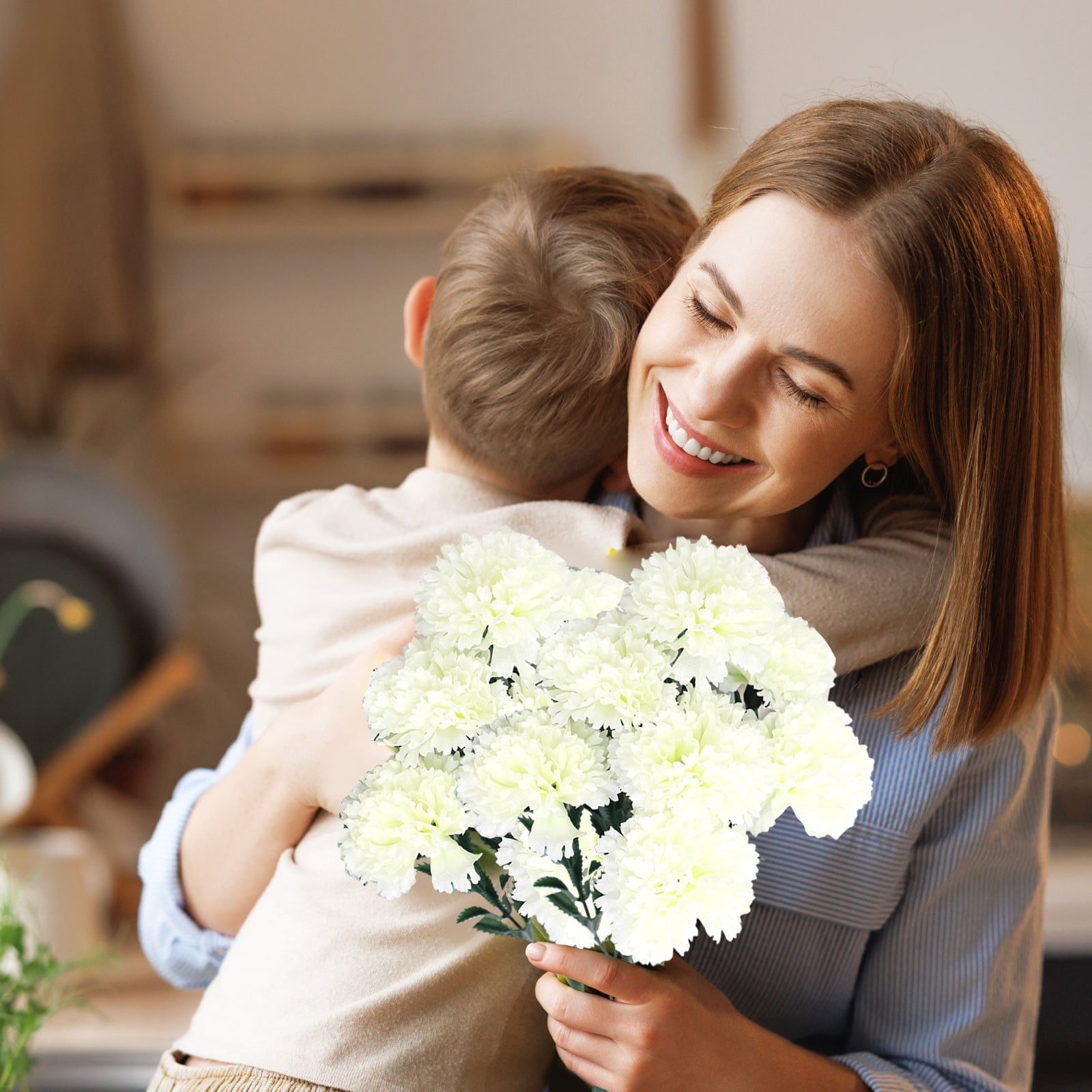 Specollect Clearance 4 Mother's Day Carnation Fake Flowers, Artificial ...