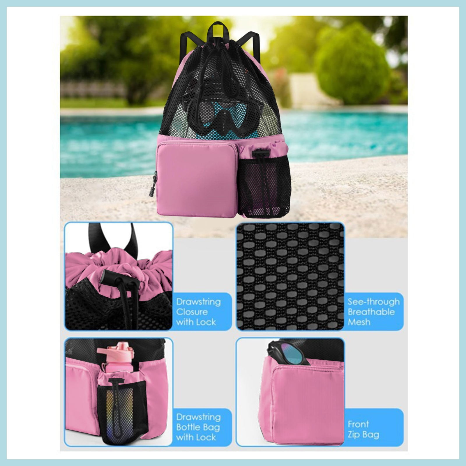 Specollect Clearance 5 Pcs Swim Bag Mesh Drawstring Backpack with Wet ...