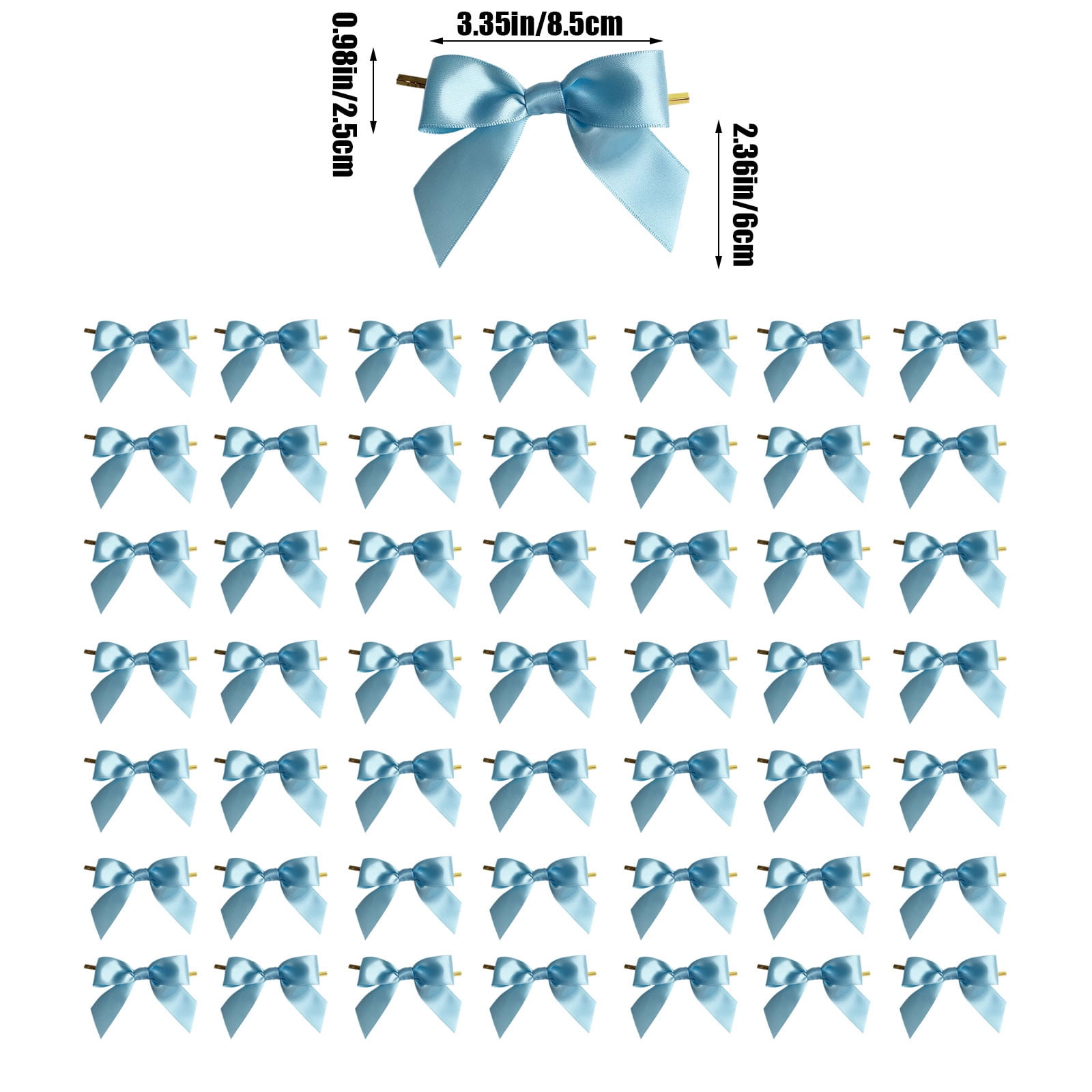 Specollect Clearance 50Pcs Twist Tie Bows for Treat Bags,Small Premade Satin Ribbon Bows with ...