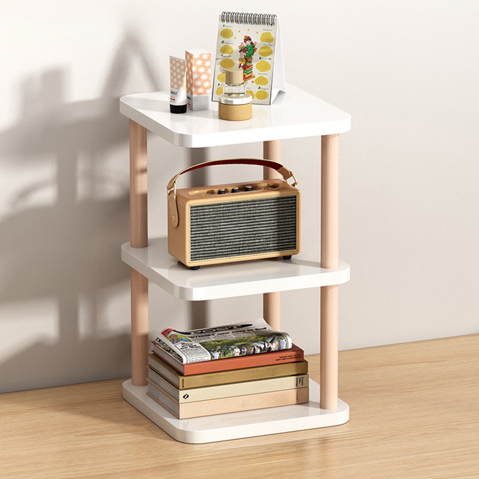Specollect Corner Wood Desktop Shelf, 2 Tier Adjustable Small Bookshelf ...
