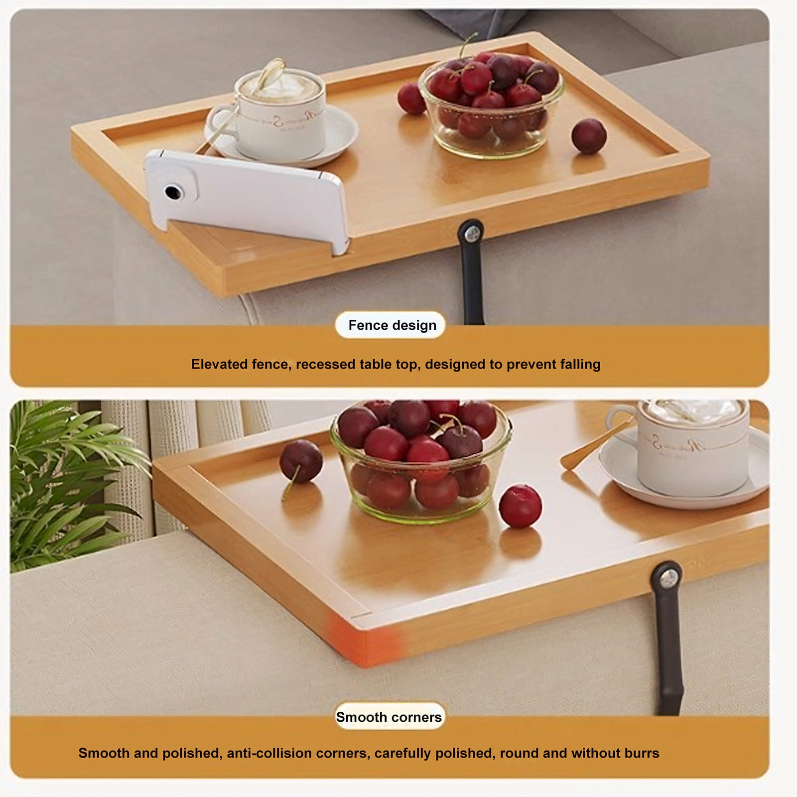 Specollect Couch Arm Tray Table Sofa Arm Clip Table, Armrest Tray Table ...