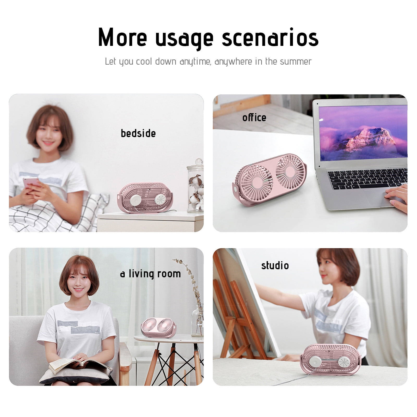 Specollect Desktop Double-Headed, Portable Fan Rechargeable Personal ...