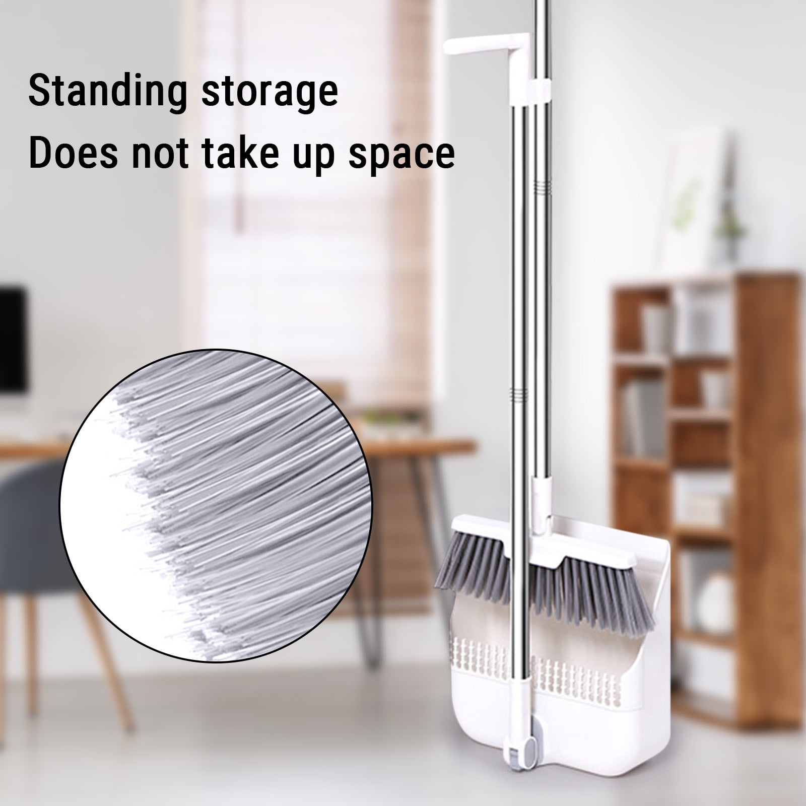 Specollect Indoor 180° Rotatable Long Handle Broom and Dustpan Set ...