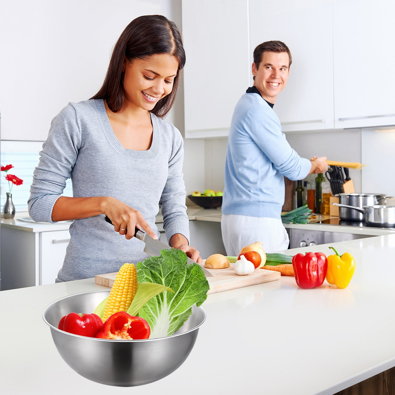 Specollect Premium Stainless Steel Mixing Bowls, Brushed Stainless ...