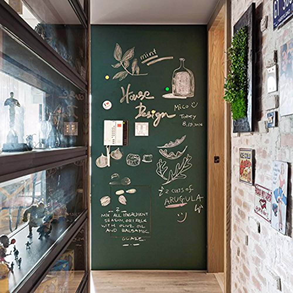 Specool Green Vinyl Sticker Wallpaper Chalkboard with 5 Colored Chalks ...