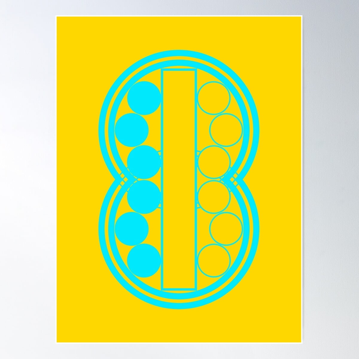 Spectacle Inverted Electric Blue - Vivid Design On Sunny Yellow Poster ...