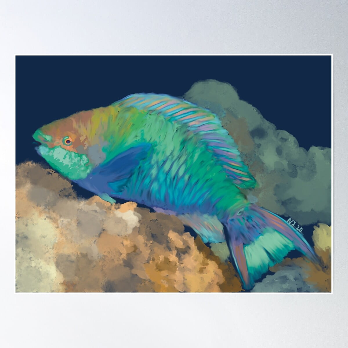 Spectacled Parrotfish, Uhu In Hawaiian Poster Wall Art, Modern Wall ...