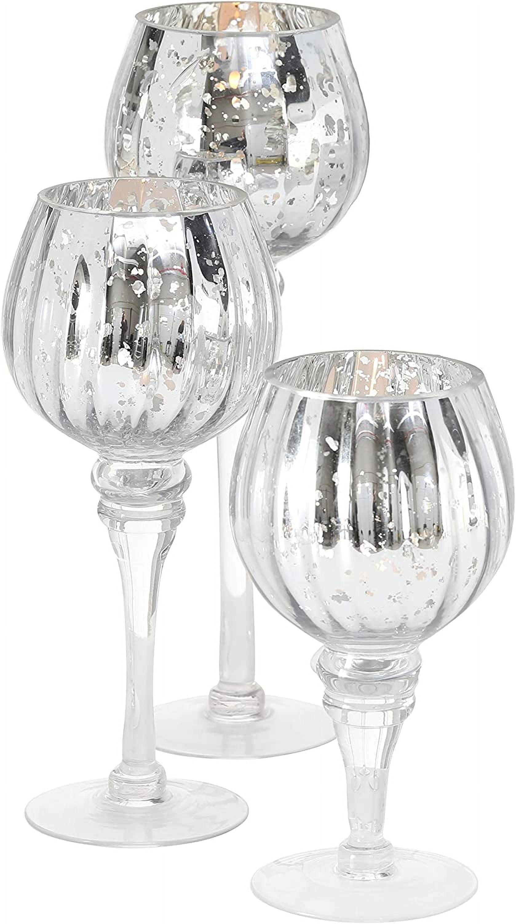 Spectacular Cape Cod Long Stem Candle Holders, Set of 3, Silver Mercury ...