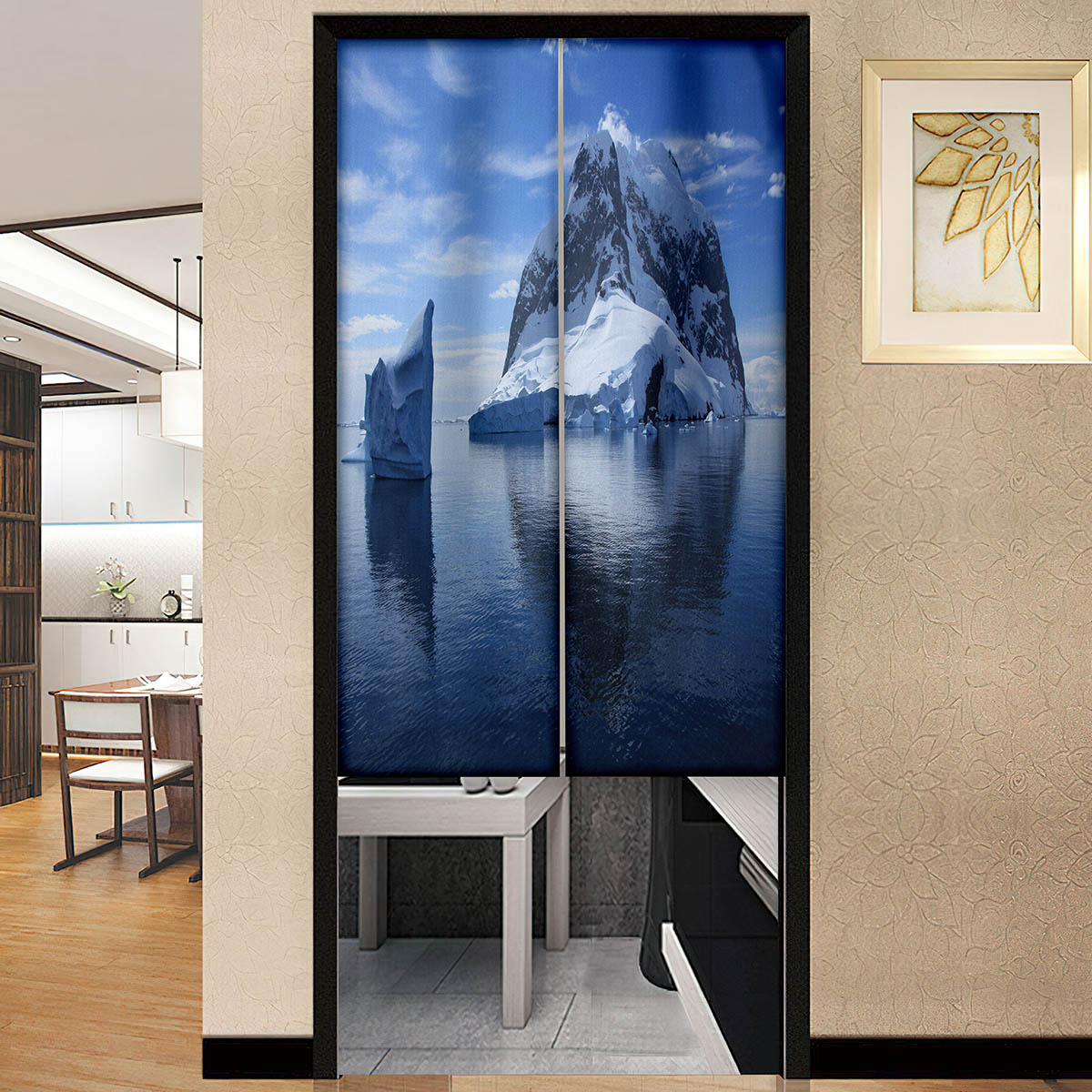 Spectacular Sea Blue Icebergs Door Curtain Art Landscape Dust Proof ...