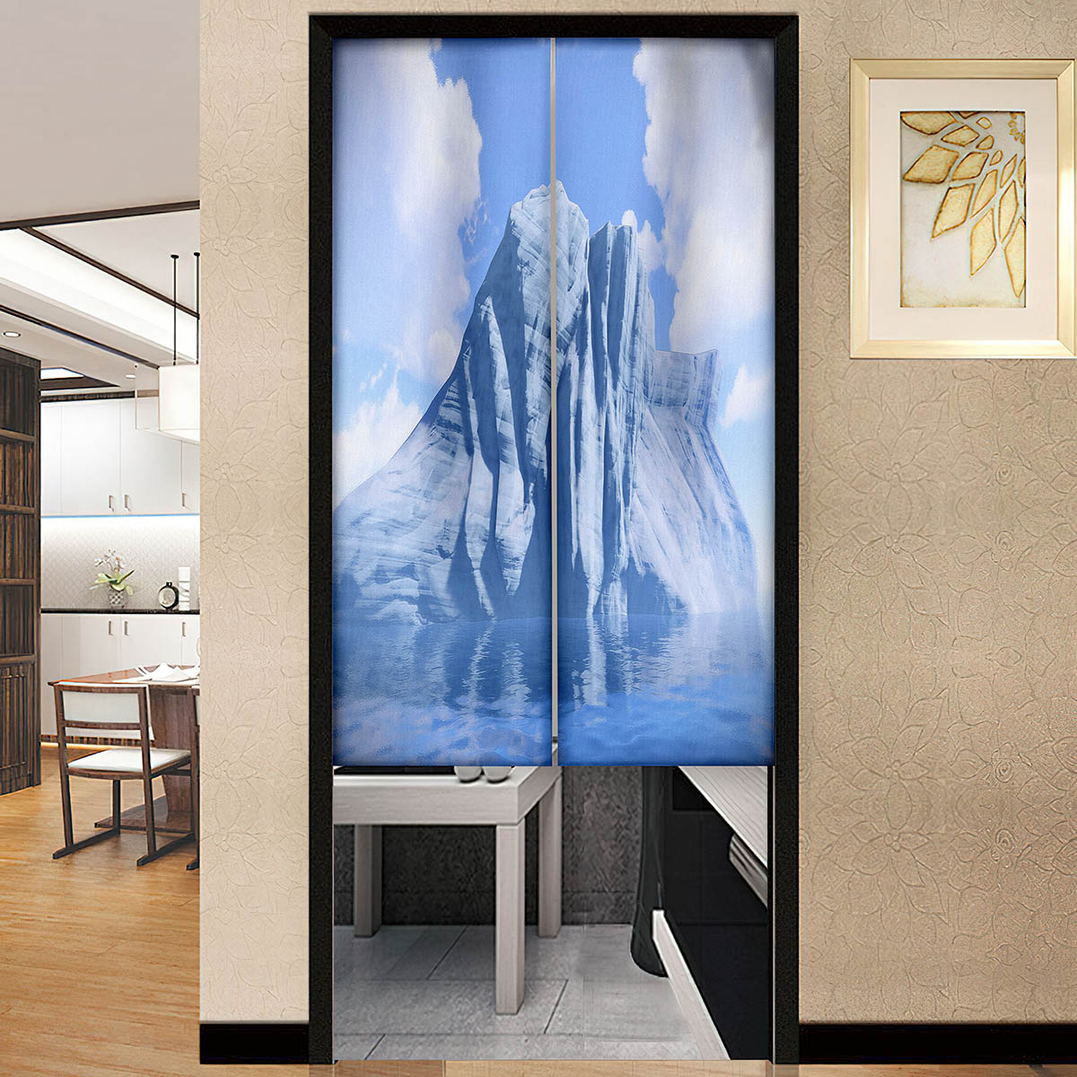 Spectacular Sea Blue Icebergs Door Curtain Art Landscape Dust Proof ...