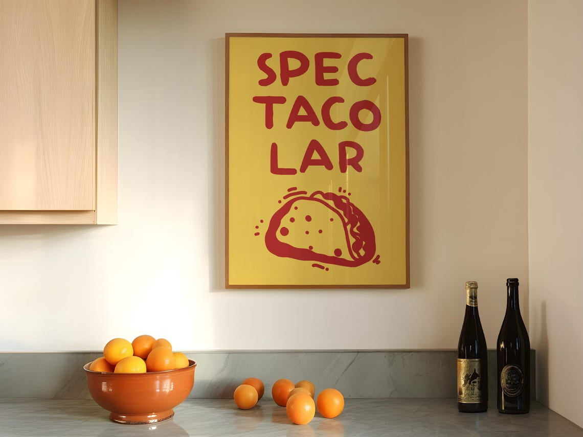 Spectacular Taco Print - Fun Mexican Food Art - Retro Kitchen Wall ...